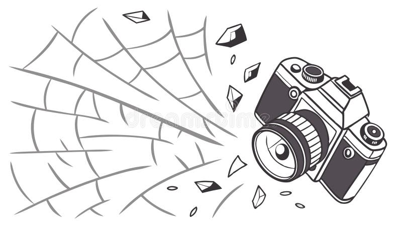 Camera Breaking Glass Illustration, Vector Design Generative AI Stock ...