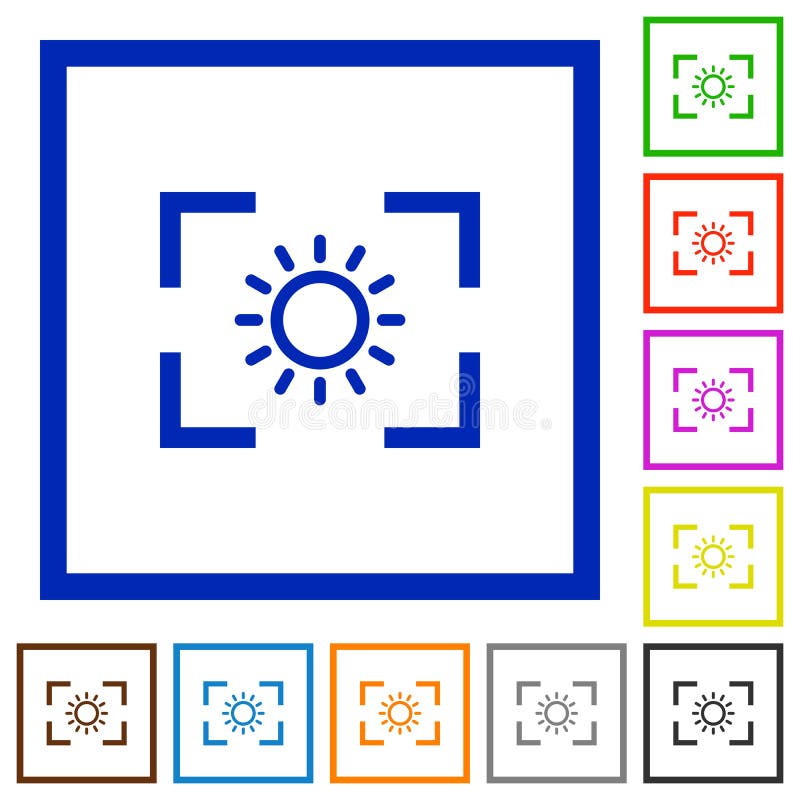 Camera Brightness Setting Flat Framed Icons Stock Vector - Illustration ...