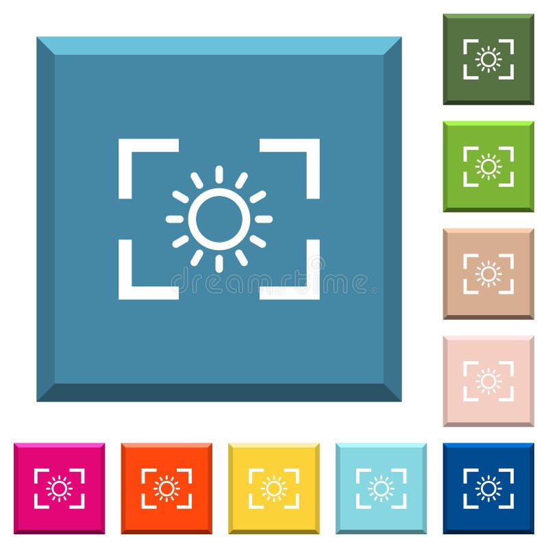 Camera Brightness Setting White Icons on Edged Square Buttons Stock ...