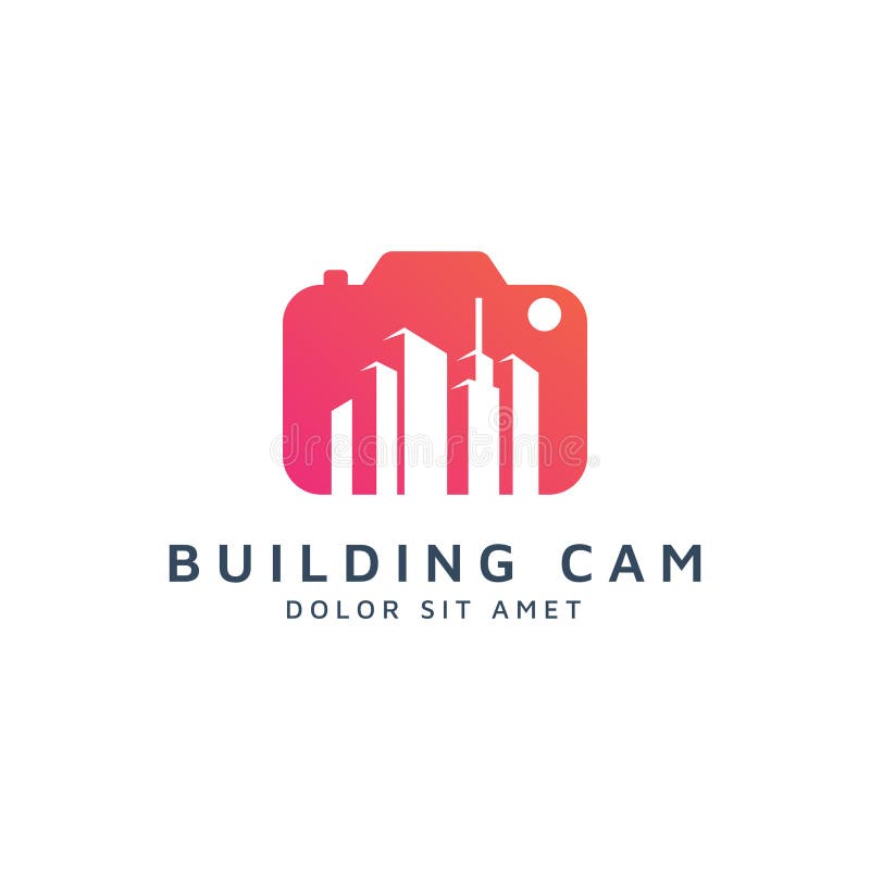Camera and Building Negative Space Logo Design Stock Vector ...