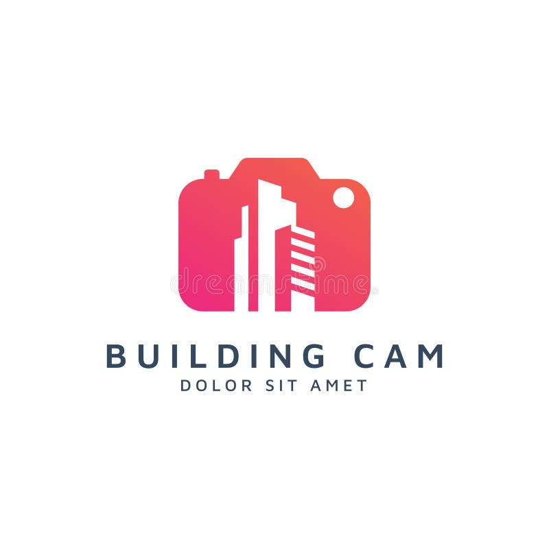 Camera and Building Negative Space Logo Design Stock Vector ...