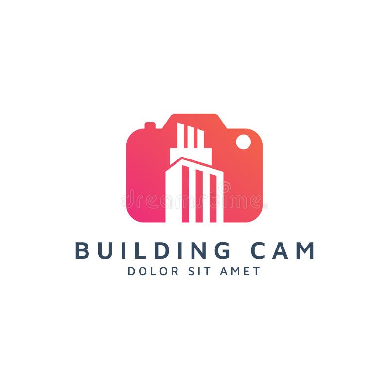 Camera and Building Negative Space Logo Design Stock Vector ...