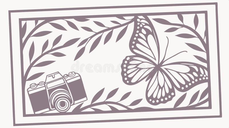Camera and Butterfly Frame, Photography and Nature Theme Vector Design ...
