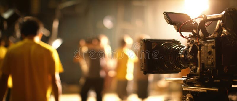 The Camera Captures a Dynamic Filmmaking Scene with Crew in Action. AI ...