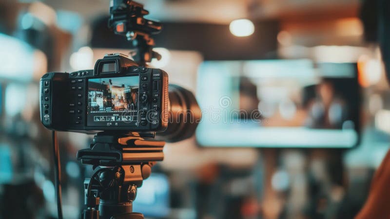Camera Captures an Interview Setup in a Contemporary Television Studio ...