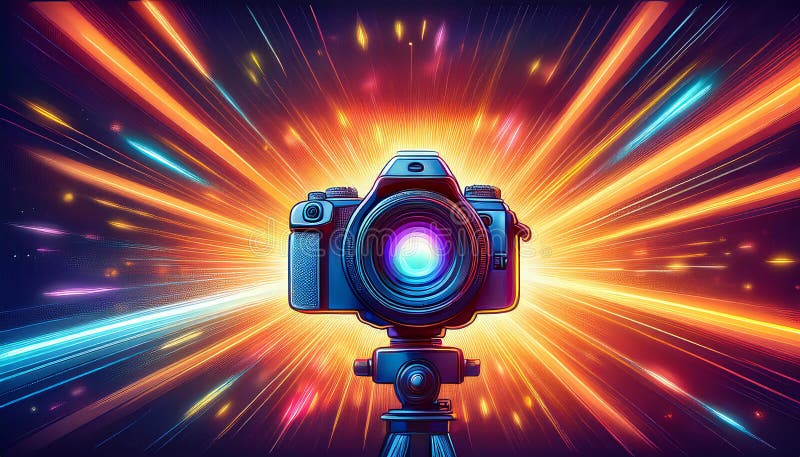 Camera Capturing Exploding Colorful Background with Light Trails Stock ...