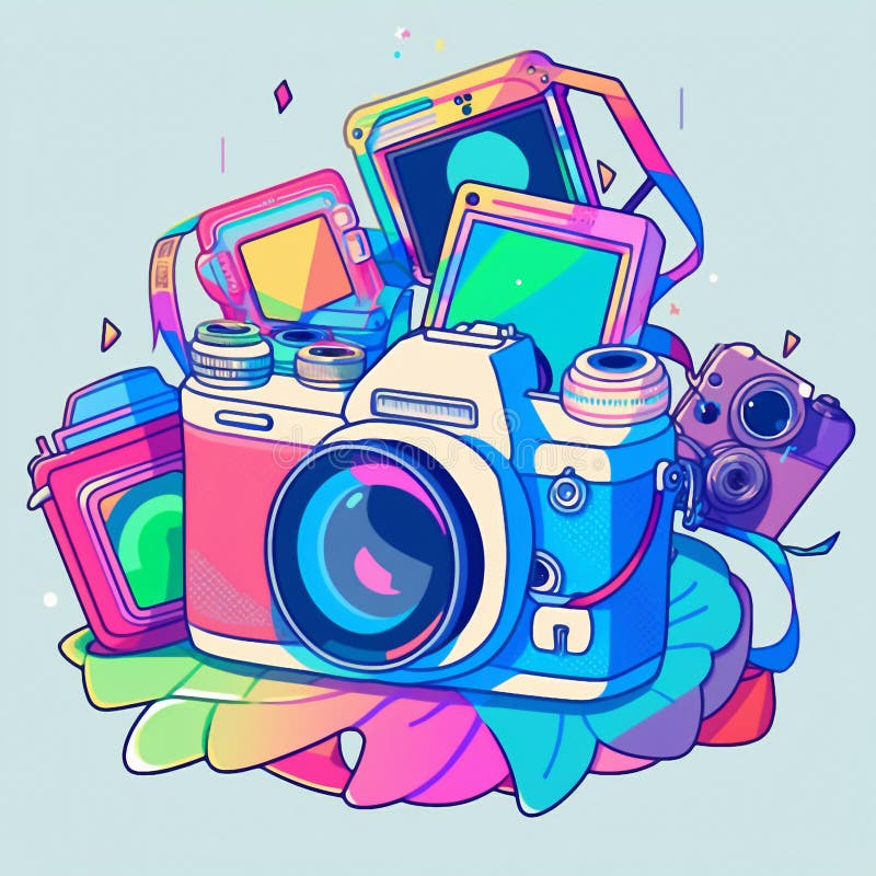 Camera Cartoon Graphic Image Colorful Illustration Stock Illustration ...