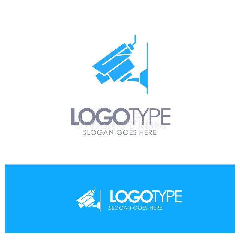 Camera, Cctv, Security, Surveillance Blue Solid Logo with Place for ...