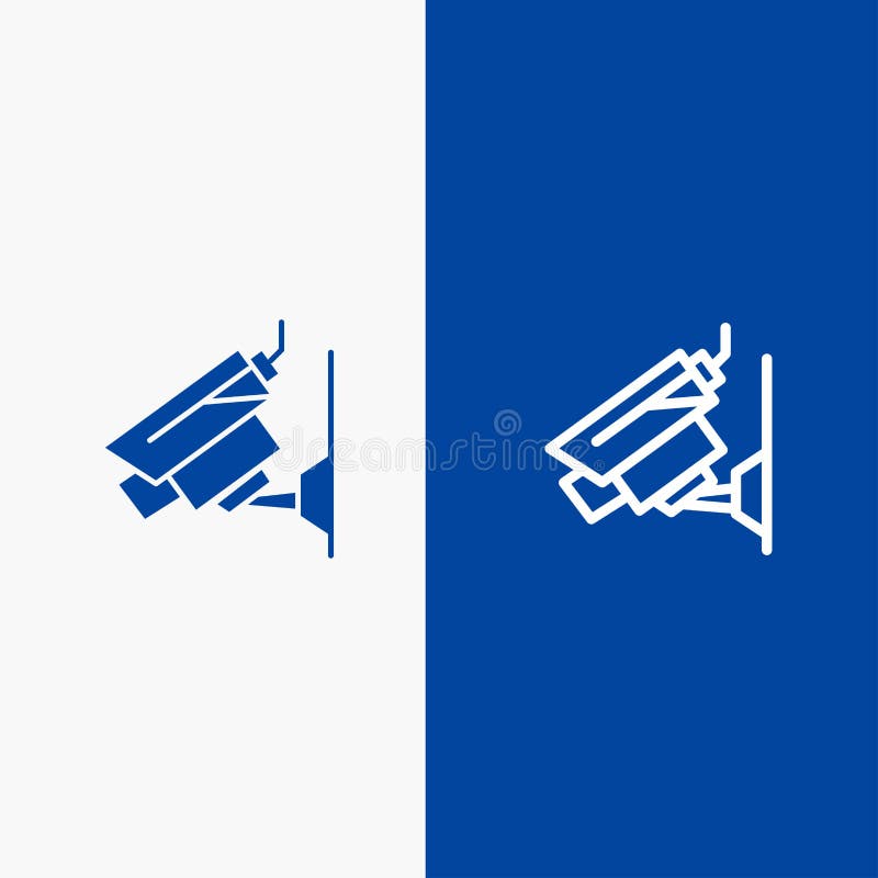Camera, Cctv, Security, Surveillance Line and Glyph Solid Icon Blue ...