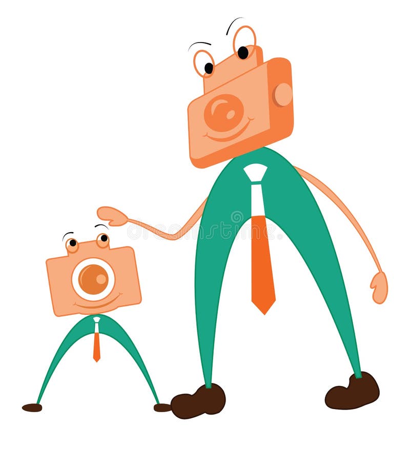Camera Character. Father and Son Concept Stock Vector - Illustration of ...