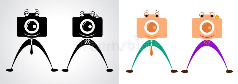 Camera Character. Male and Female Stock Vector - Illustration of focus ...