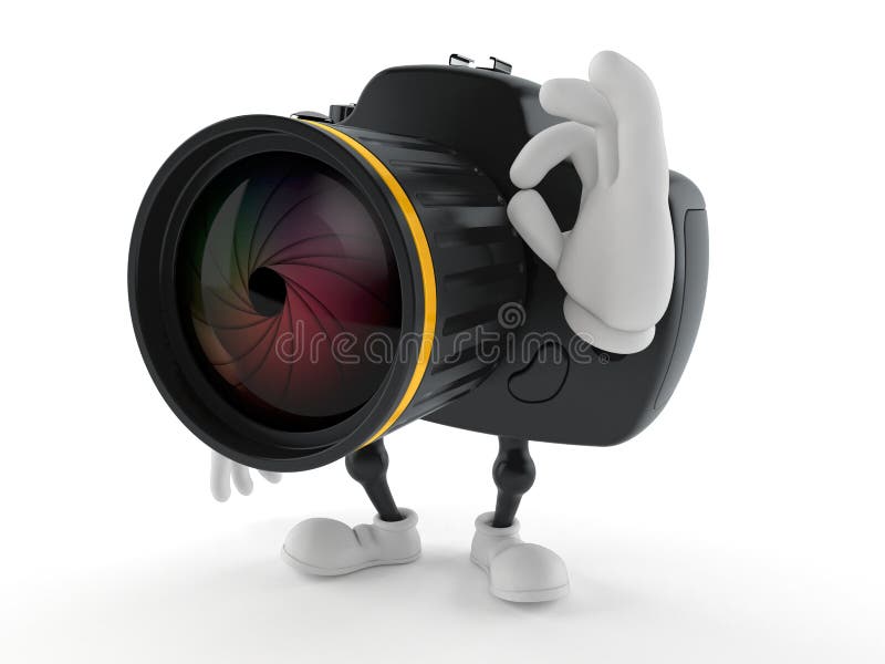 Camera Character with Ok Gesture Stock Illustration - Illustration of ...