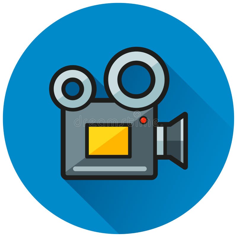 Camera Circle Blue Flat Icon Stock Vector - Illustration of video ...