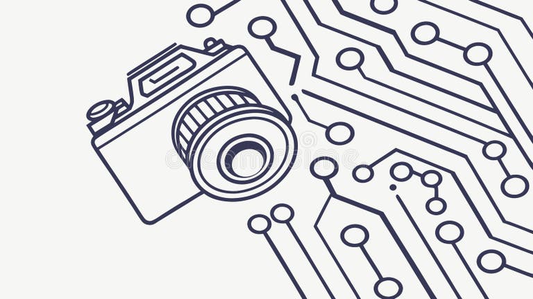 Camera with Circuit Board Elements, Digital Photography Tech, Vector ...