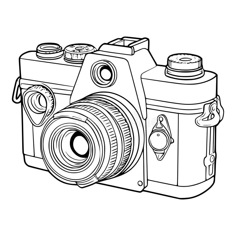 Camera Coloring Page Drawing for Kids Stock Vector - Illustration of ...