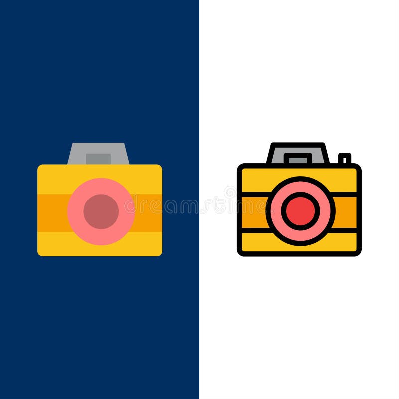 Camera, Computer, Digital, Technology Icons. Flat and Line Filled Icon ...