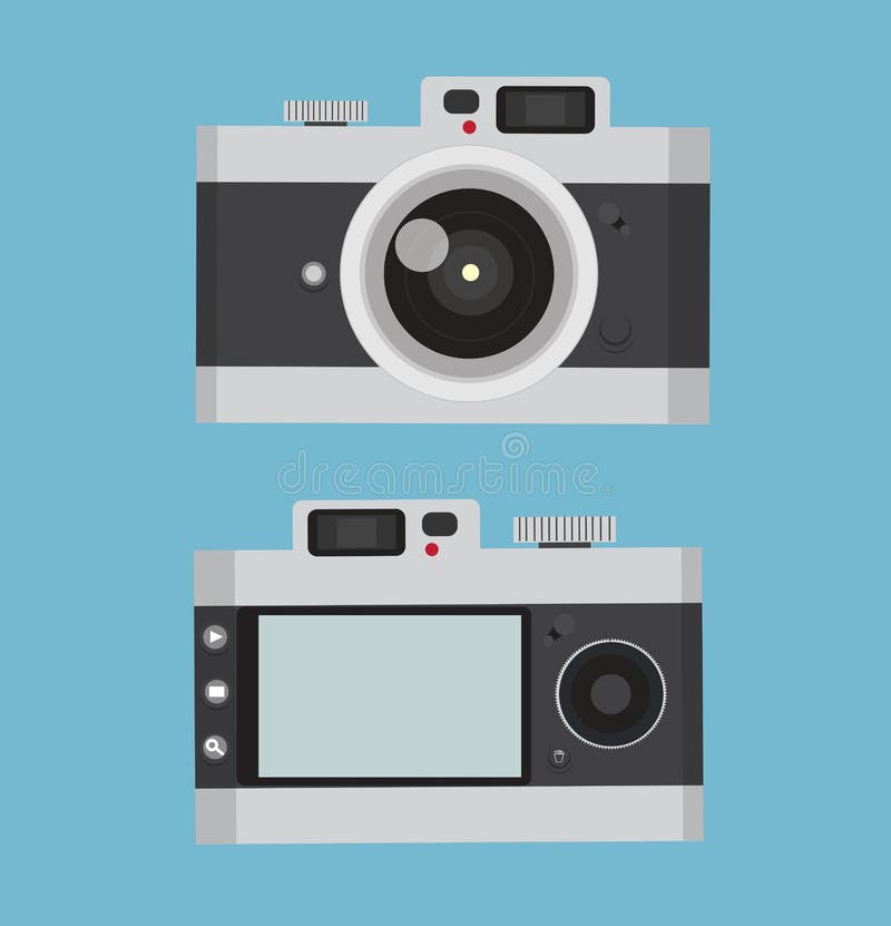 Camera Concept Front View and Back Stock Vector - Illustration of flat ...