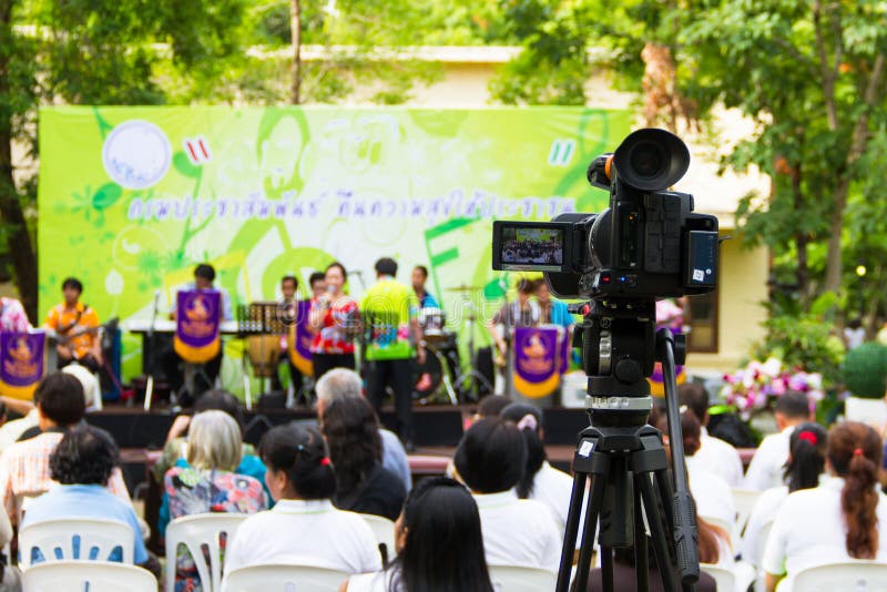 Camera on a Concert Stage Playing Editorial Image - Image of camera ...