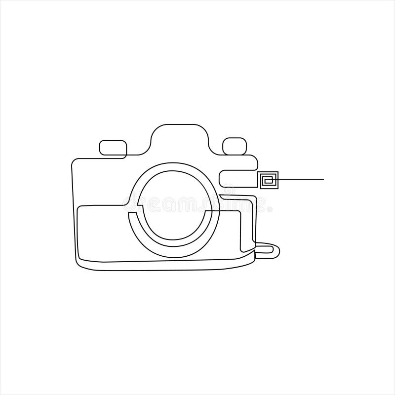 Camera Continuous One Line Art Outline Drawing Illustration Vector ...