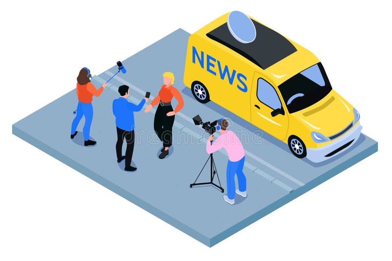 Camera Crew Isometric Composition Stock Vector - Illustration of ...