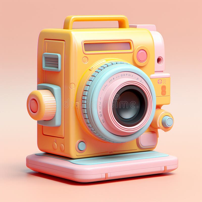 Camera 3d Clay Icon on Pastel Colour Background. Generative Ai Stock ...