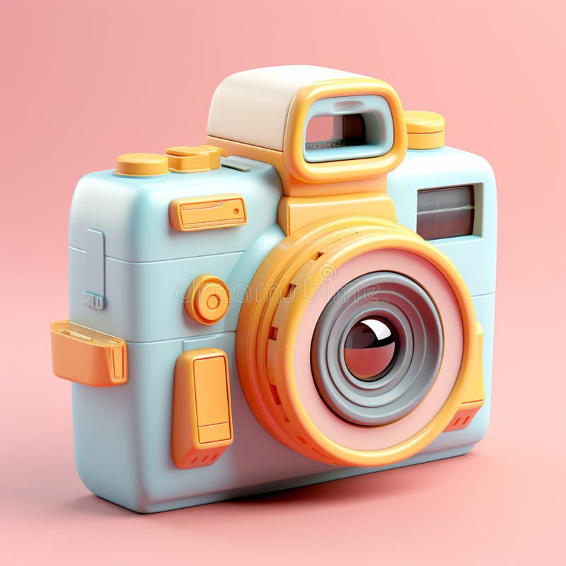Camera 3d Clay Icon on Pastel Colour Background. Generative Ai Stock ...