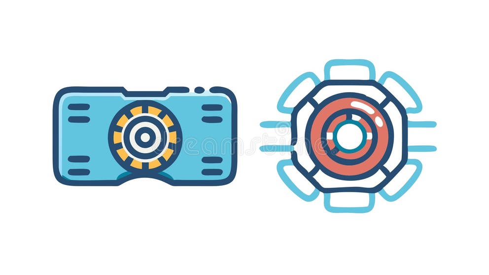 Camera and Data Hub Icon. Digital Imaging and Processing Concept ...