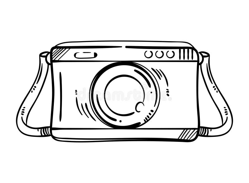 Camera Doodle Illustration Isolated on a White Background. Camera Icon ...
