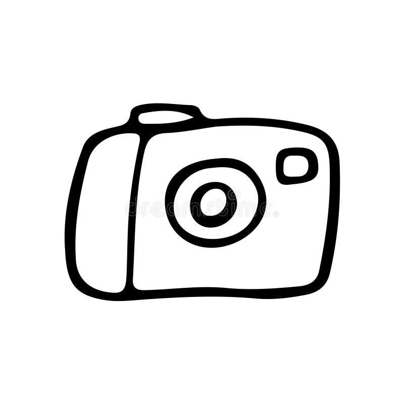 Camera Doodle Illustration Isolated on a White Background. Camera Icon ...