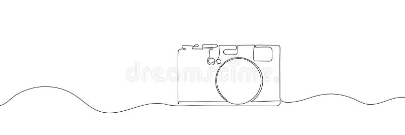 The Camera is Drawn in One Line on a White Background. Stock Vector ...