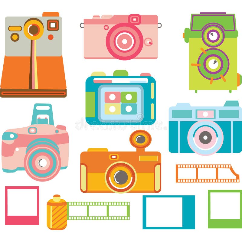 Camera Elements,Colorful Camera Collection Stock Vector - Illustration ...