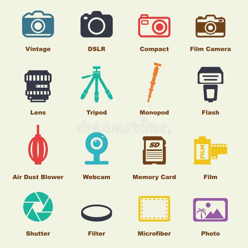 Camera elements stock vector. Illustration of light, memory - 56924623