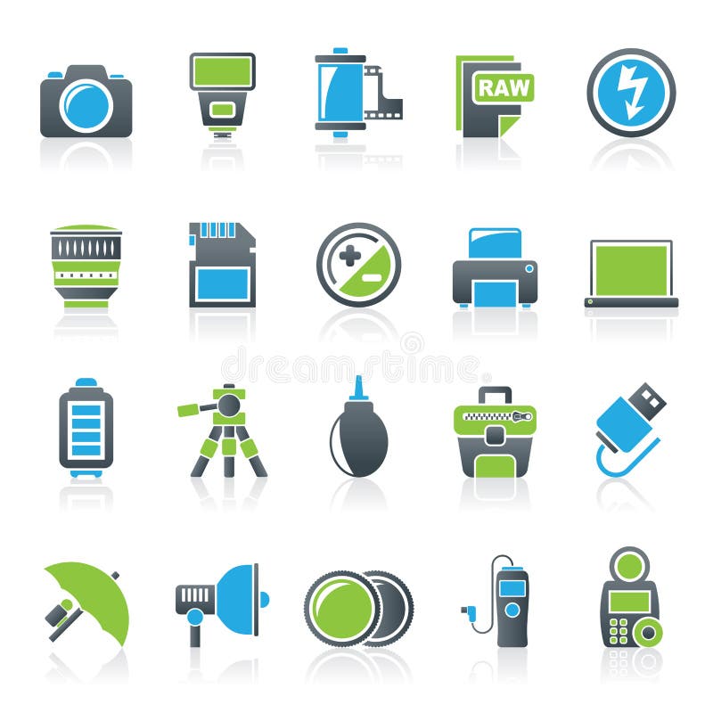 Photography Equipment and Tools Icons Stock Vector - Illustration of ...