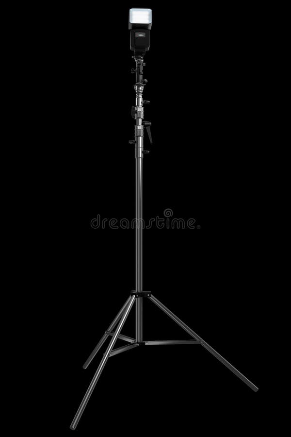 Camera External Flash Speedlight on Stand Isolated on White Background ...