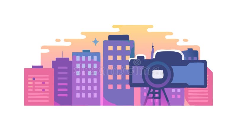 Camera and Factory Icon, Industrial Photography, Vector Design ...