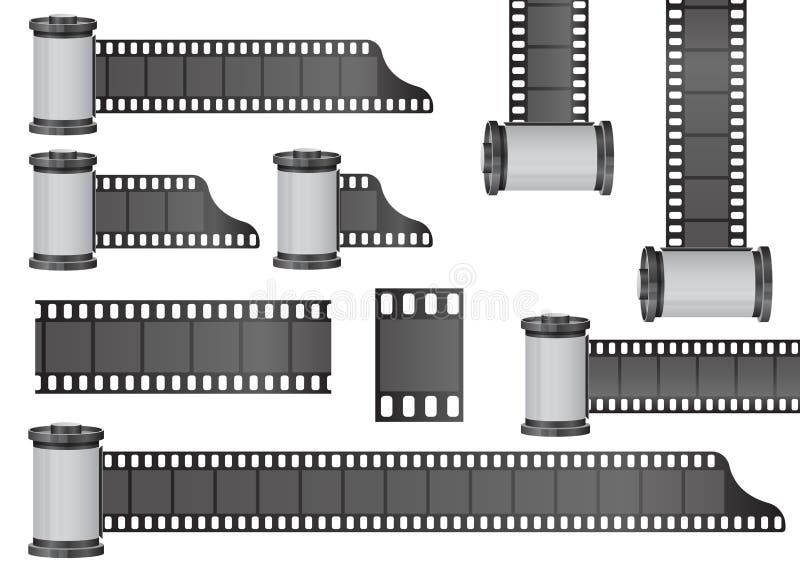 Camera Film Roll Design on Blue Background Stock Vector - Illustration ...