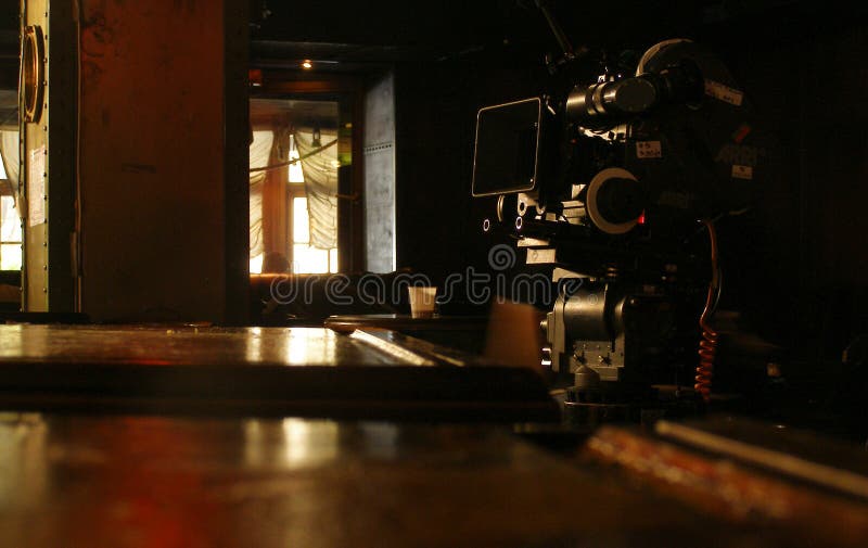 Camera on a film set dark stock image. Image of cast - 83473129