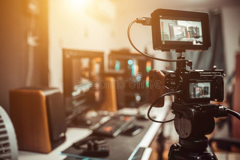 Camera Film Set on the Tripod in the Studio Stock Photo - Image of ...