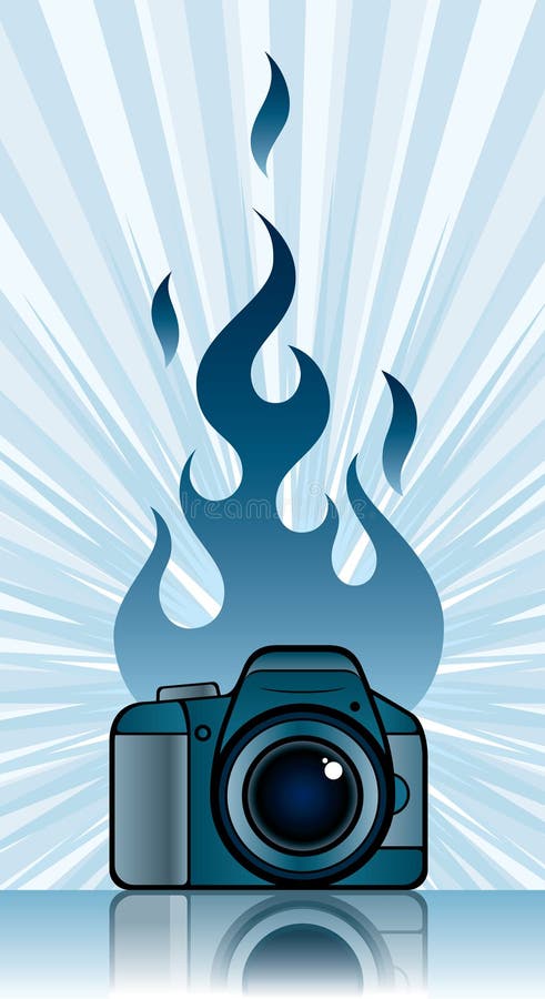 Camera with fire stock vector. Illustration of technology - 10900864