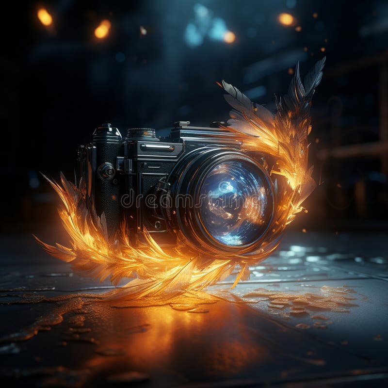 The camera is on fire stock illustration. Illustration of energy ...