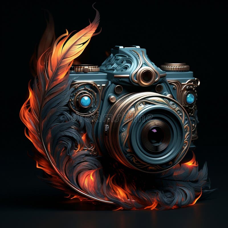 The camera is on fire stock image. Image of digital - 293420057