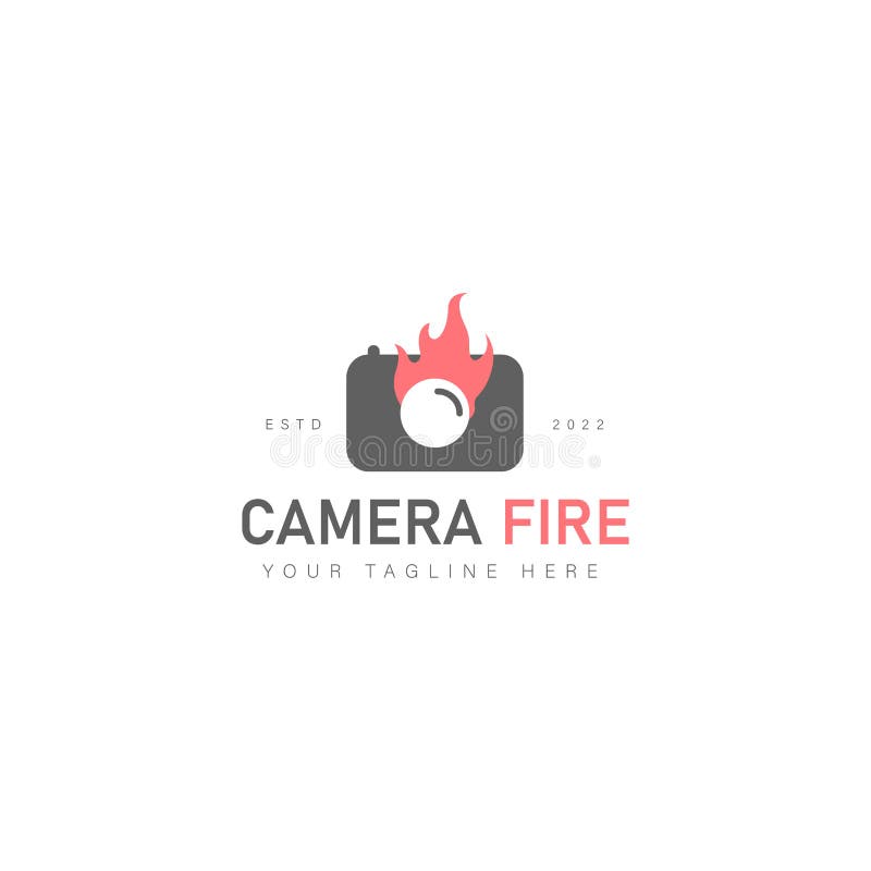 Camera with Fire Logo Design Illustration Icon Stock Vector ...