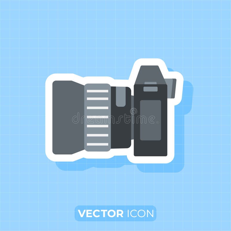 Camera with Fish Eye Lens Icon,Side View of Camera,Flat Design Element ...