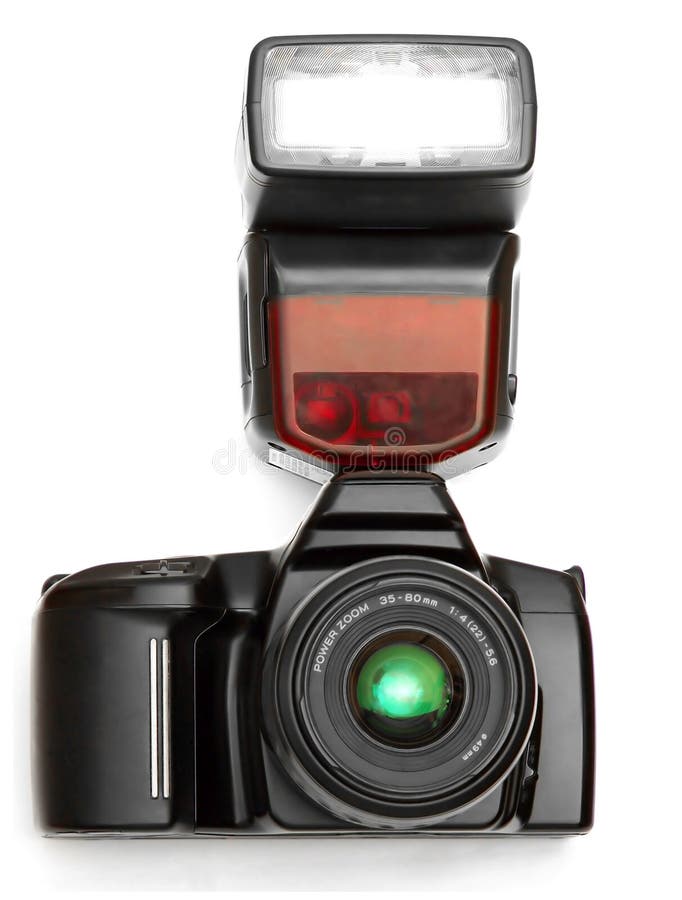 Old camera with flash stock photo. Image of thong, rare - 17525846