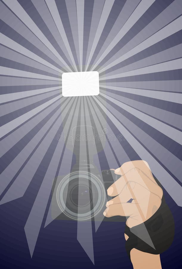The camera with flash stock vector. Illustration of people - 9366716