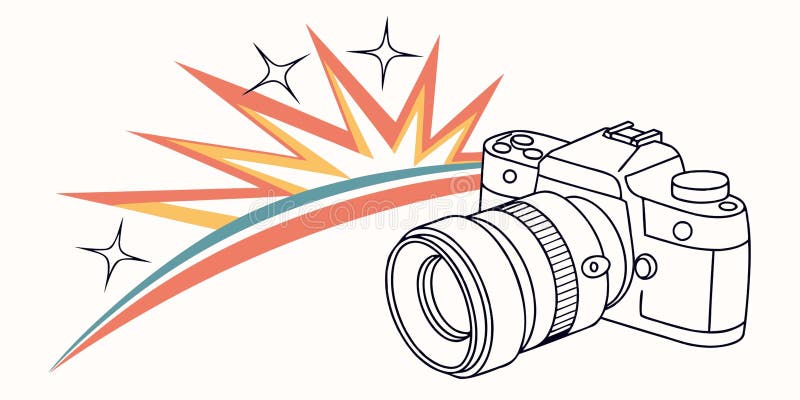 Camera with Flash Burst, Capturing Bright Moments, Vector Design ...