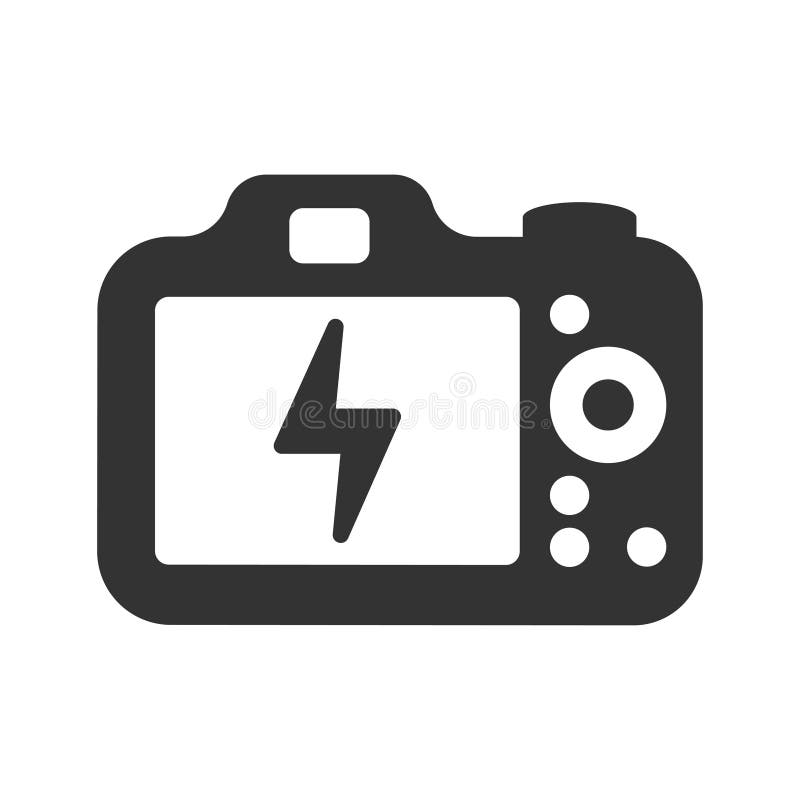 Camera flash on icon stock vector. Illustration of mode - 212679405