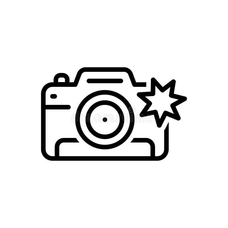 Black Line Icon for Camera Flash, Photography and Click Stock ...