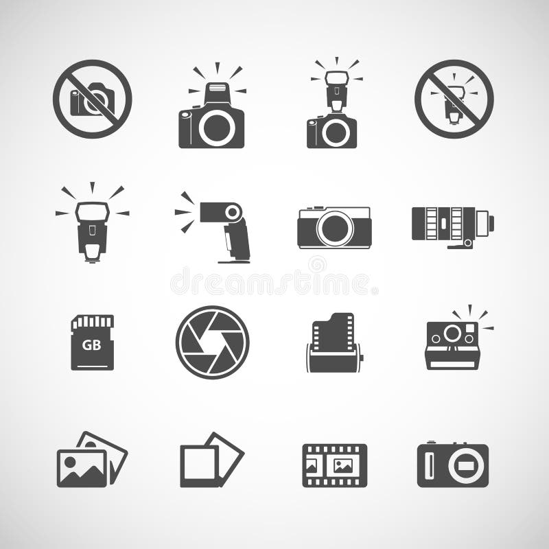 Camera and Flash Icon Set, Vector Eps10 Stock Vector - Illustration of ...