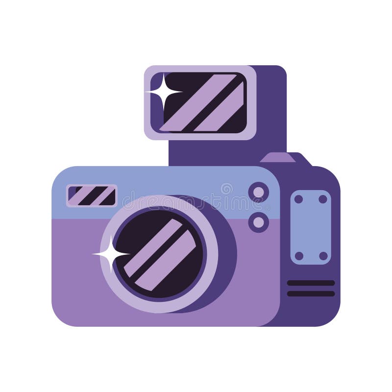 Camera with flash light stock vector. Illustration of photographing ...